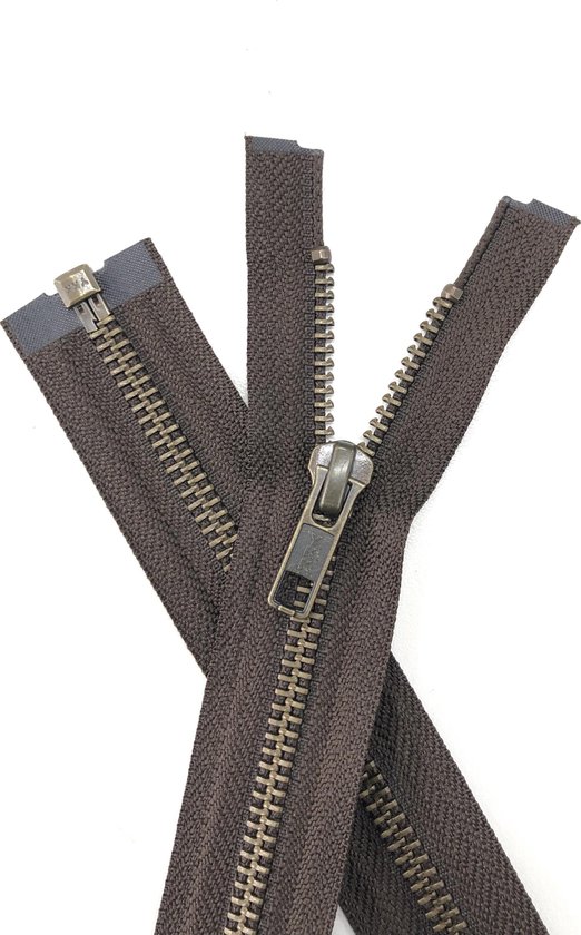 YKK rits, Deelbare rits Donkerbruin met oud messing metaal tanden 70 cm lang | bol