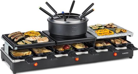 Klarstein Fonduelette XL - Gourmetstel - raclette-grill en fondue 1650W ...