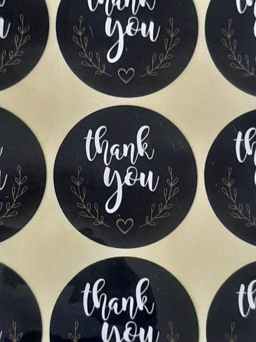 Stickers Thank You Zwart - 10 stickervellen met 12 stickers per vel ...