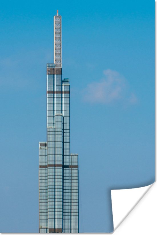 Poster Landmark 81 in Vietnam met een blauwe achtergrond - 40x60 cm ...