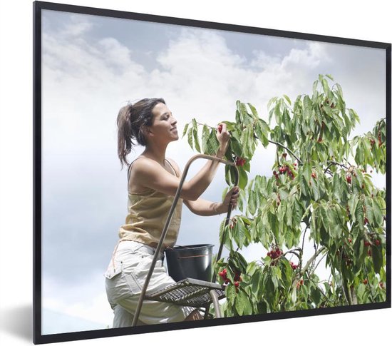 Fotolijst incl. Poster - Kers - Bladeren - Fruit - 80x60 cm ...