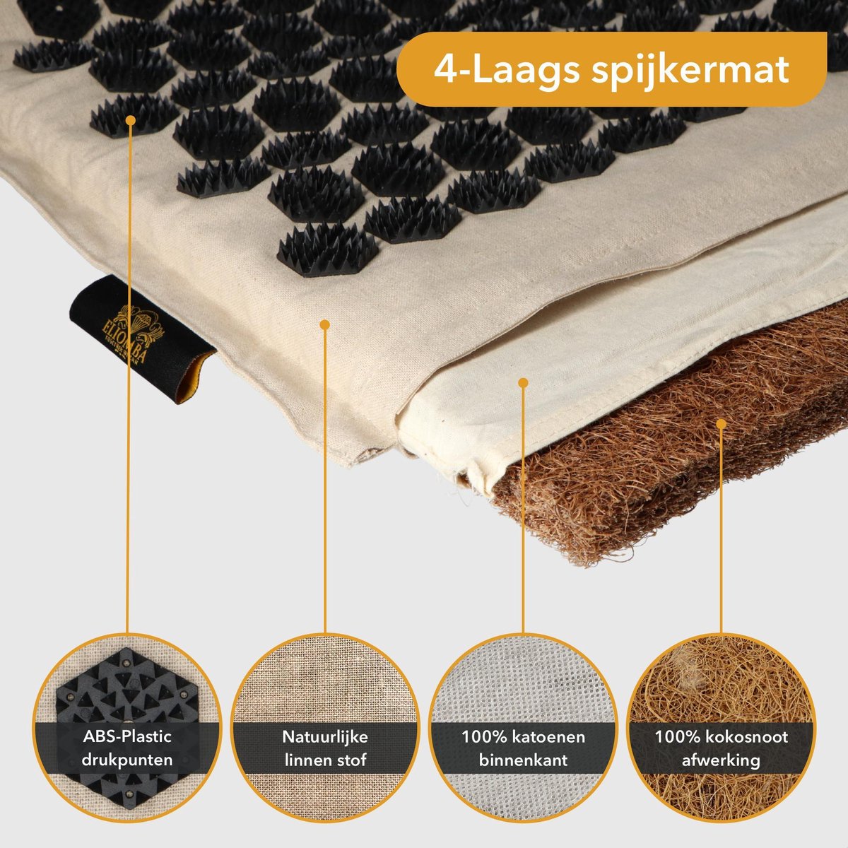 Eliomba® Duurzame Spijkermat met Spijkerkussen – L 72 x B 44 ...
