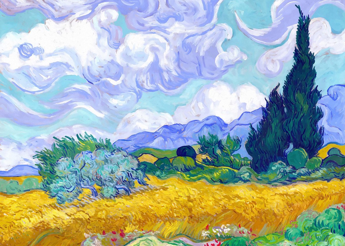Poster Korenveld met cipressen - Vincent van Gogh - 70x50cm | bol