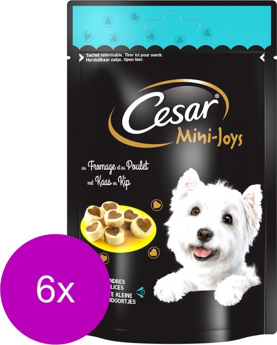 Cesar Pouch Mini Joys - Kaas - Hondenvoer - 6 x 100 g | bol