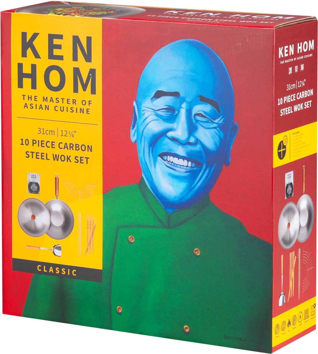 Ken Hom Classic Wok - Set 10 Delig - Ø 31cm - Koolstofstaal - Houten ...