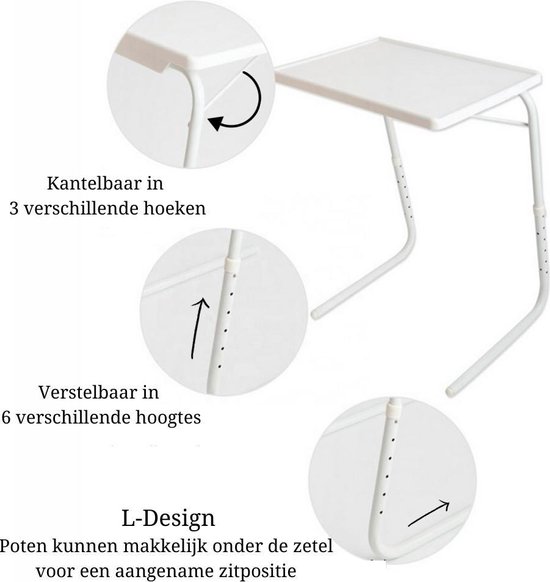 Multifunctionele Inklapbare Tafel - 3 Hoeken Inklapbaar - 6 Hoogtes ...
