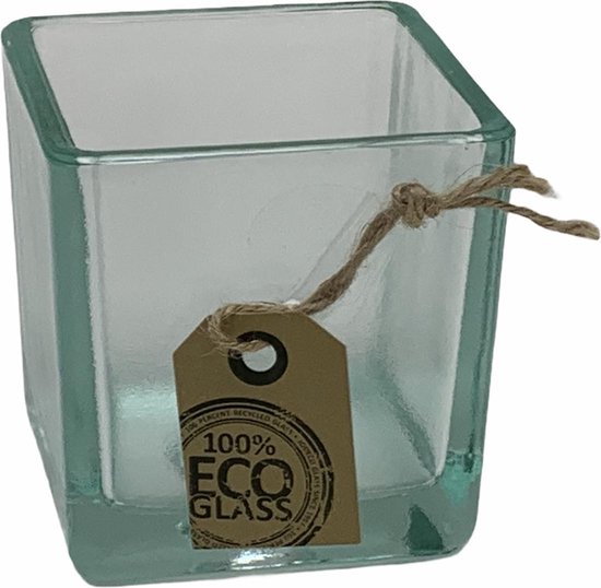 Klein Vierkant Vaasje / Bakje van Glas 8x8 cm | Hoogte 85 mm | Duurzaam ...
