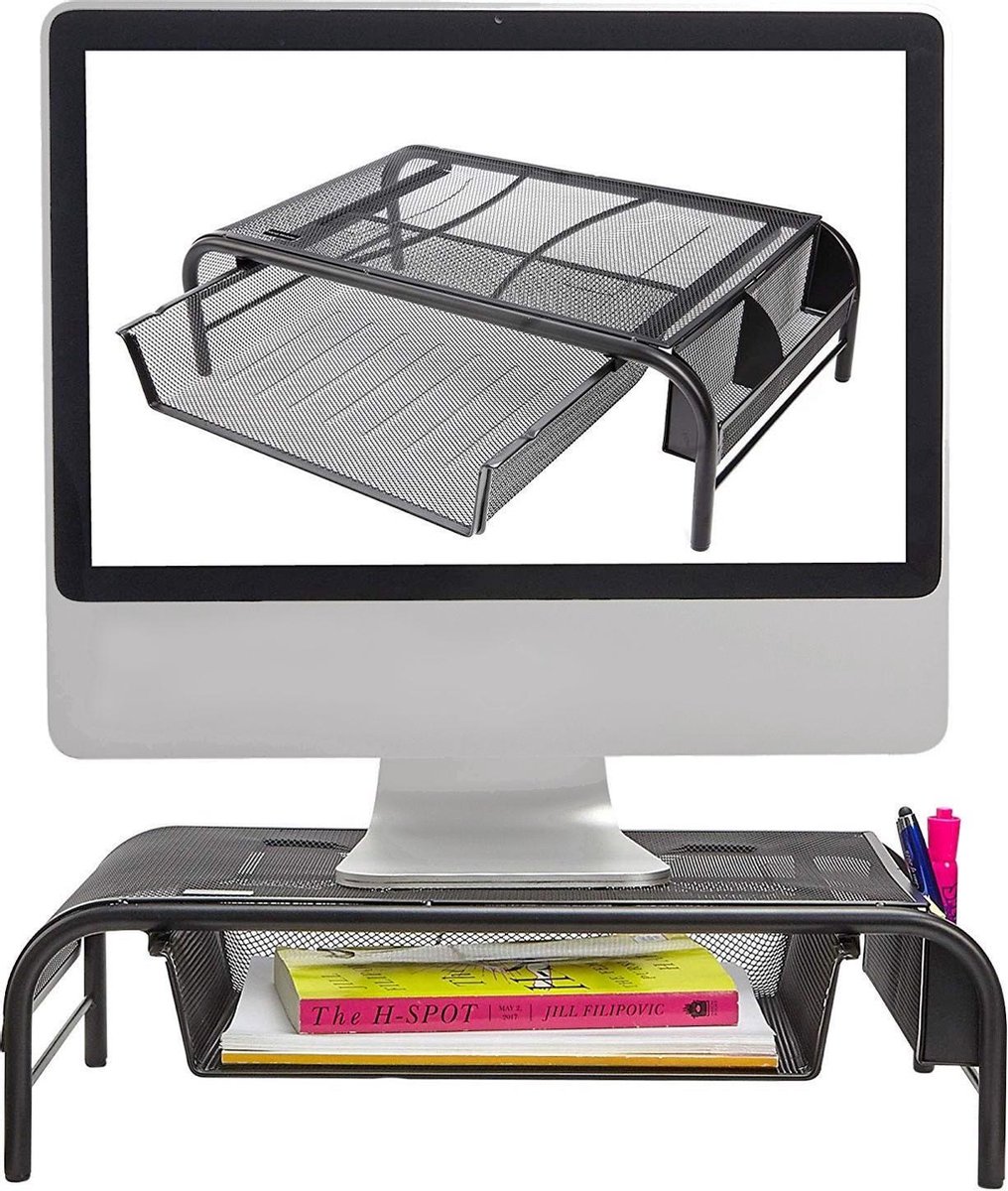 Rizq® IQ-Monitor Standaard incl. opbergvakken – Praktische Desktop ...