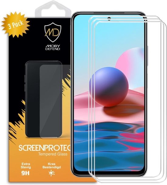 3-Pack Xiaomi Redmi Note 10 / Note 10S Screenprotectors - MobyDefend ...