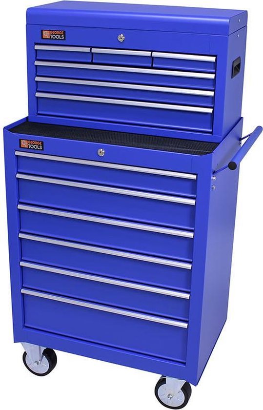 George Tools gereedschapswagen met kist 12 laden blauw | bol.com