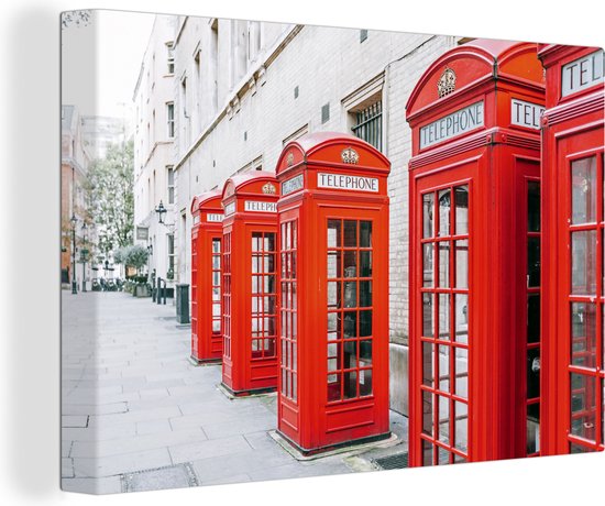 Canvas Schilderij Retro telefooncellen in Londen - 90x60 cm ...