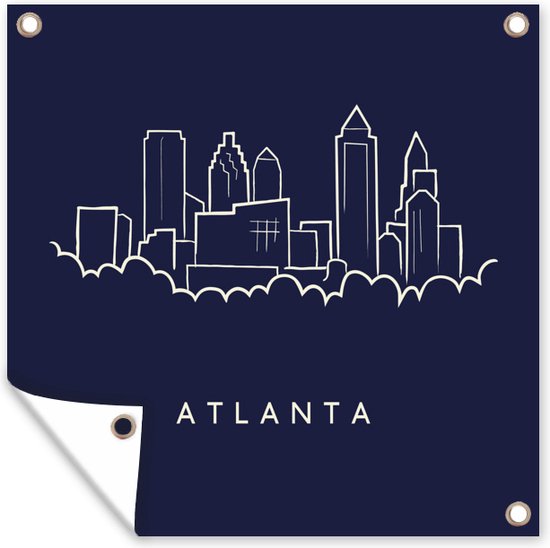 Tuindoek tekening van de stad Atlanta in lijnen met de stadsnaam ...