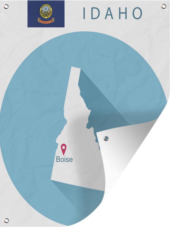 Une illustration de Boise, Idaho avec le drapeau affiche de jardin ...