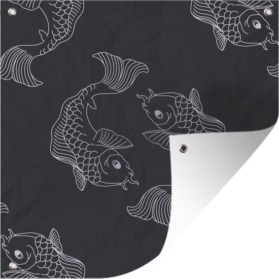 Affiche motif de jardin de poissons illustré toile en vrac 100x100 cm ...