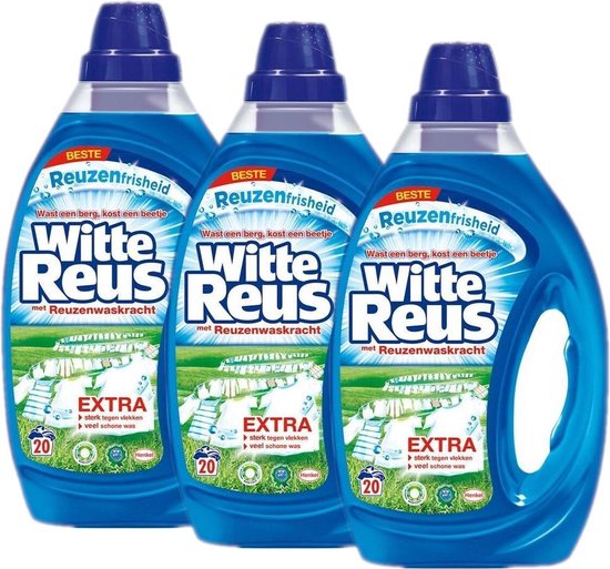 Witte Reus Gel - Voordeelverpakking 3 x 1 Liter - 60 Wasbeurten totaal ...