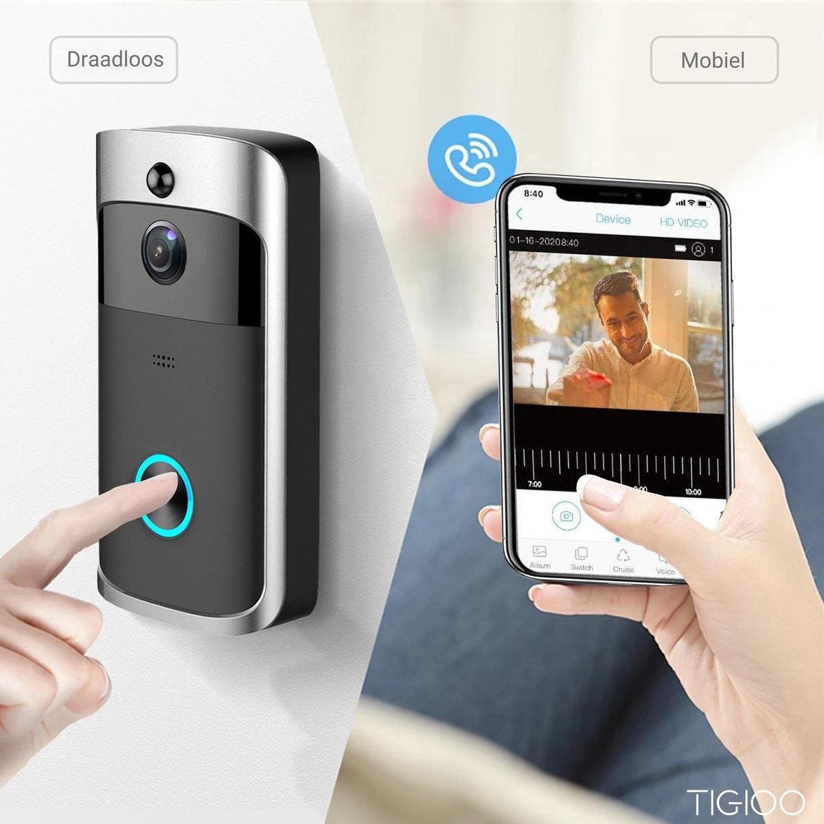 Deurbel met camera - Slimme Video Deurbel Draadloos HD - 2,4GHz - Wifi ...