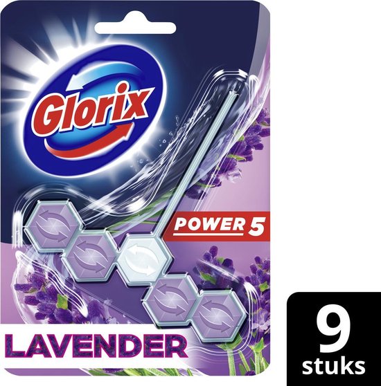 Glorix Power 5 Toiletblokken - Lavendel - 9 stuks - Voordeelverpakking ...