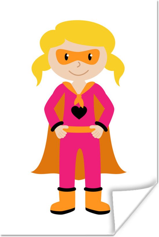 Poster tekening van een kind als superheld met een zelfverzekerde ...