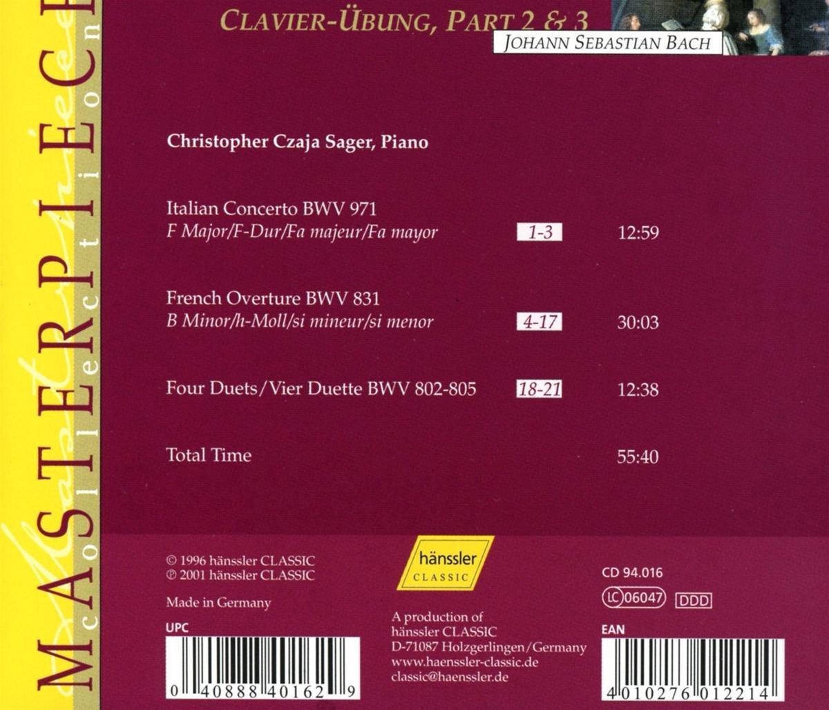 Christopher Czaja Sager - Klavierubung Teil 2 & 3 (CD), Christopher ...