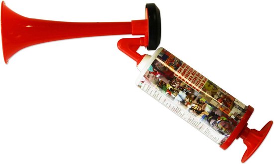 Station toeter - rood - hand/lucht pomp - luchthoorn - voetbal ...