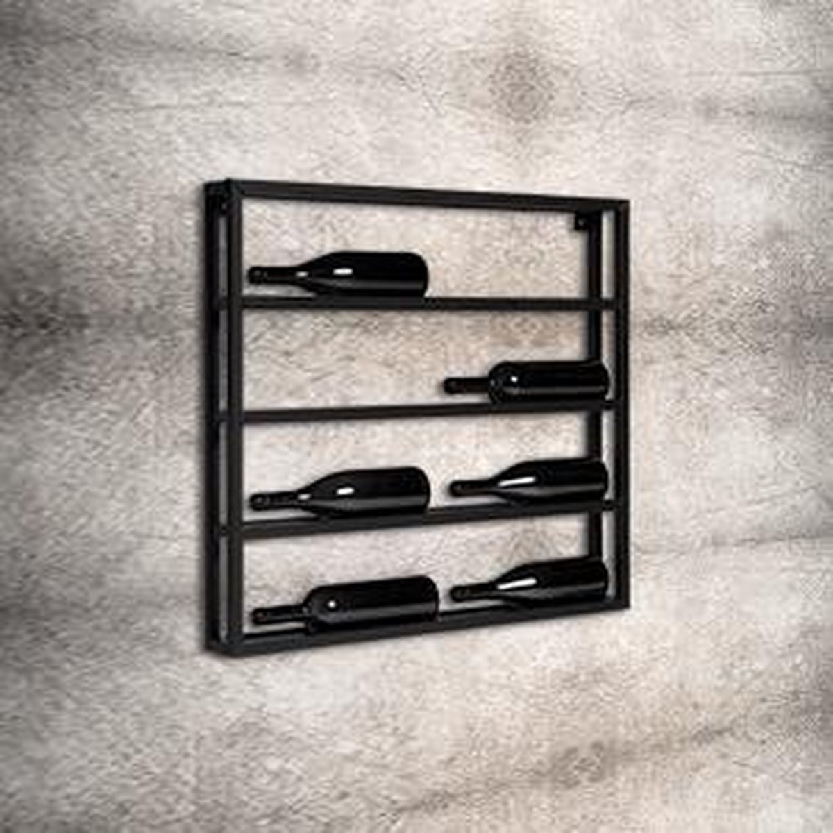 KEK Wonen Metalen Wijnrek - Modern - Muur - Zwart - Dubbel - 8 flessen ...