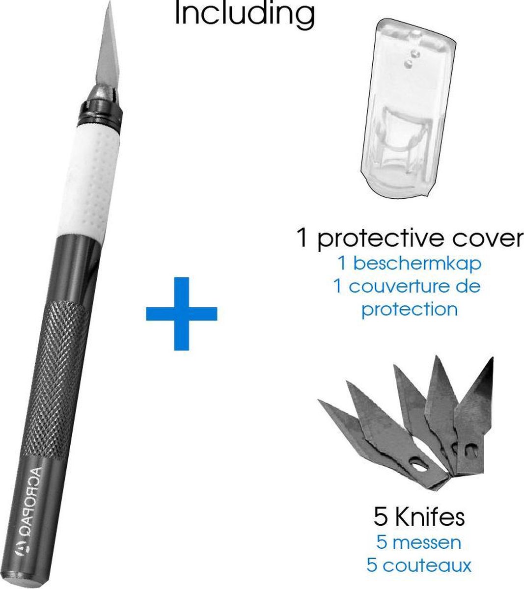 ACROPAQ Scalpel Hobbymes - Met 5 extra bladen, Met softgrip, Zwart ...