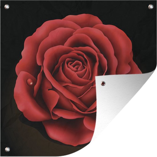 Tuindoek de grote rode bloemen van de pioenroos - 100x100 cm | bol.com