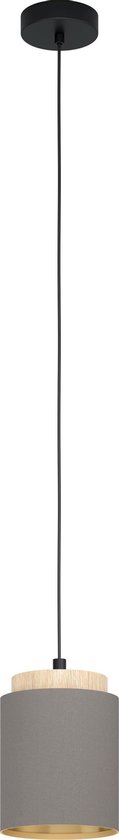 EGLO Albariza Hanglamp - E27 - Ø 16 cm - Zwart/Bruin/Goud | bol