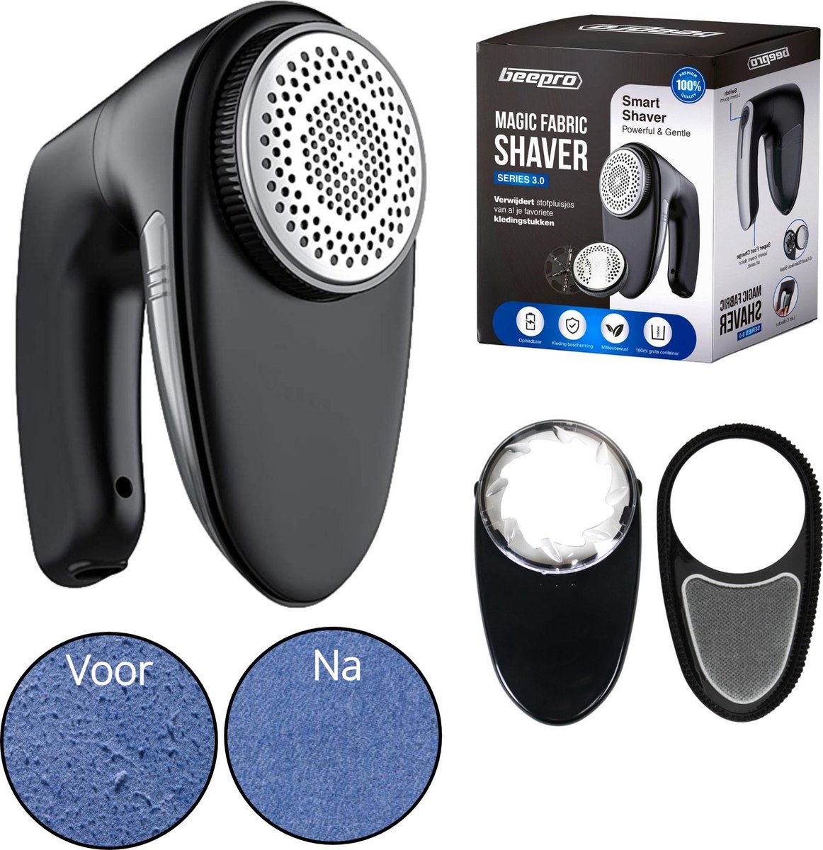 Beepro® Elektrische Pluizenverwijderaar - Ontpluizer - Draadloos en Oplaadbaar - Zwart | bol.