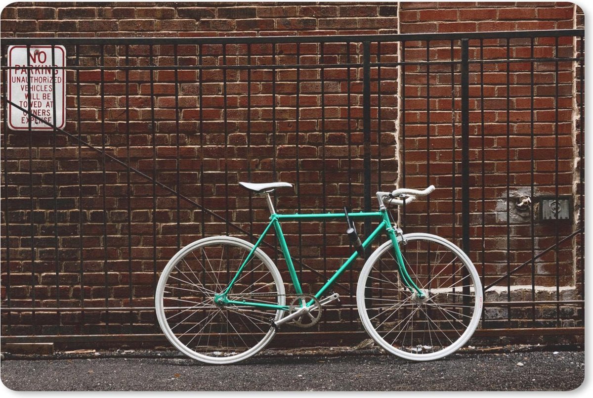 Muismat Fietsen - Groene fiets bij het hek muismat rubber - 60x40 cm ...