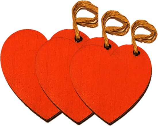 Valentijnsdag 45 Rode Hartjes van hout 4 - 5 - 6 cm groot met een ...