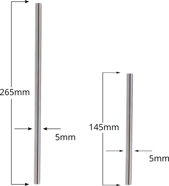 5 Stuks - RVS Cocktail Rietjes - Herbruikbare Rieten - Lang en Kort ...