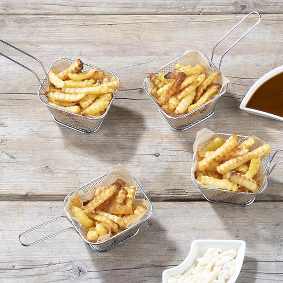 Frietmandjes - Serveermandjes RVS - 4 stuks - 10 x 8,5 x 6 cm | bol