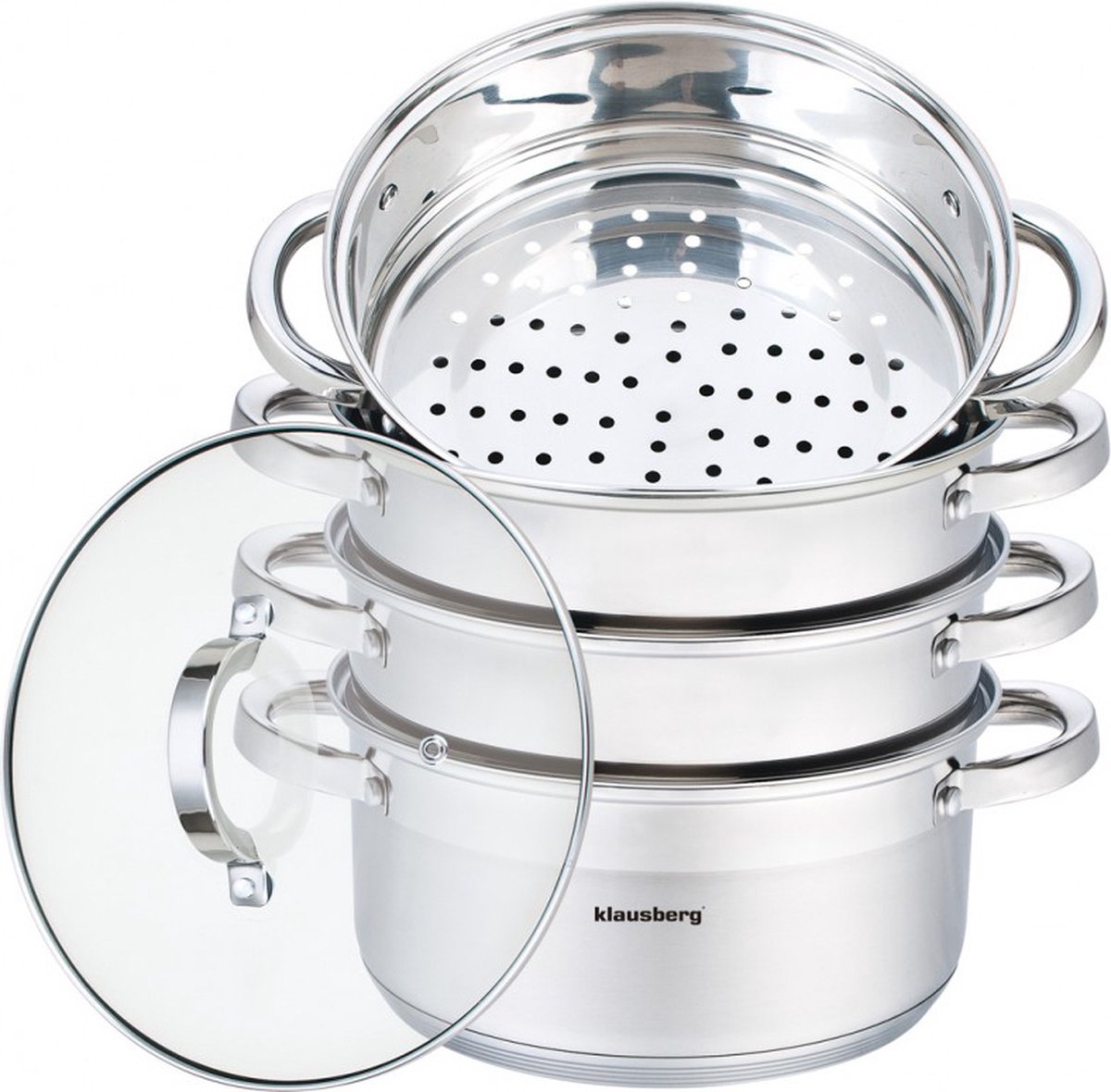 Stoompannen Set 5-delig I Kookpan Stoominzet Deksel Ø 22 cm - 4.0L RVS ...