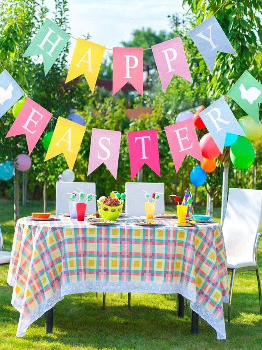 Jute Vlaggenlijn - Guirlande - Happy Easter - Pasen - Konijn - Paasfeest -... | bol.com
