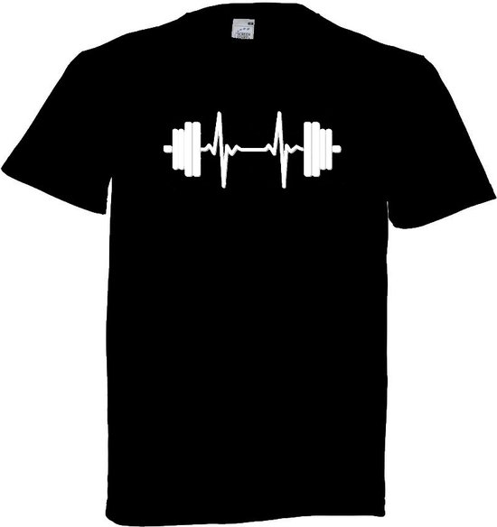 Grappig T-shirt - sport - hartslag gewichten - heartbeat ...