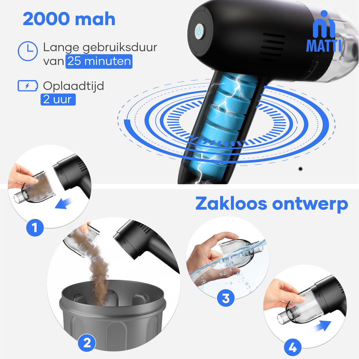 MATTI® - Handstofzuiger - Mini Kruimelzuiger - Kruimeldief Snoerloos ...