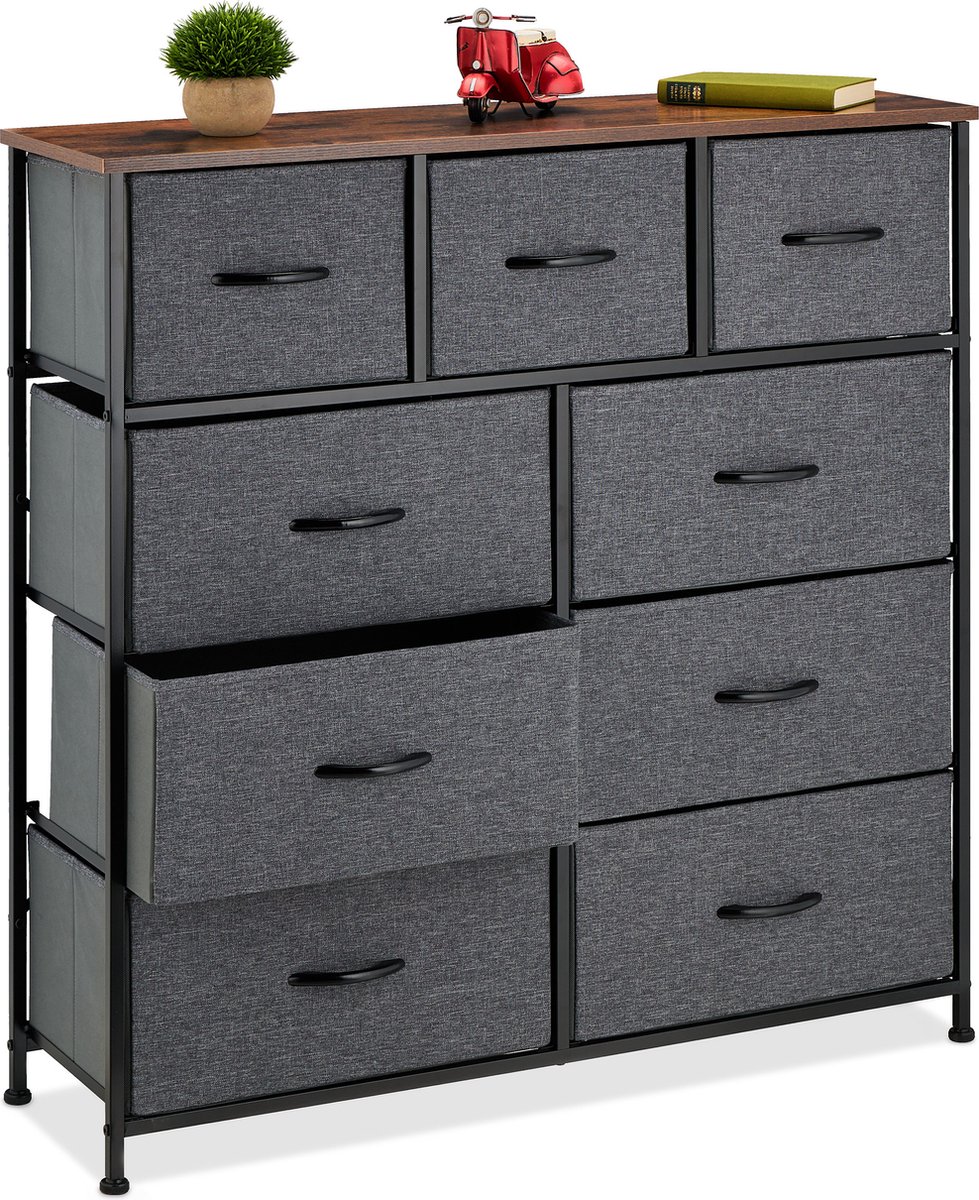 Relaxdays ladekast 9 lades - dressoir - commode slaapkamer - halfhoge ...