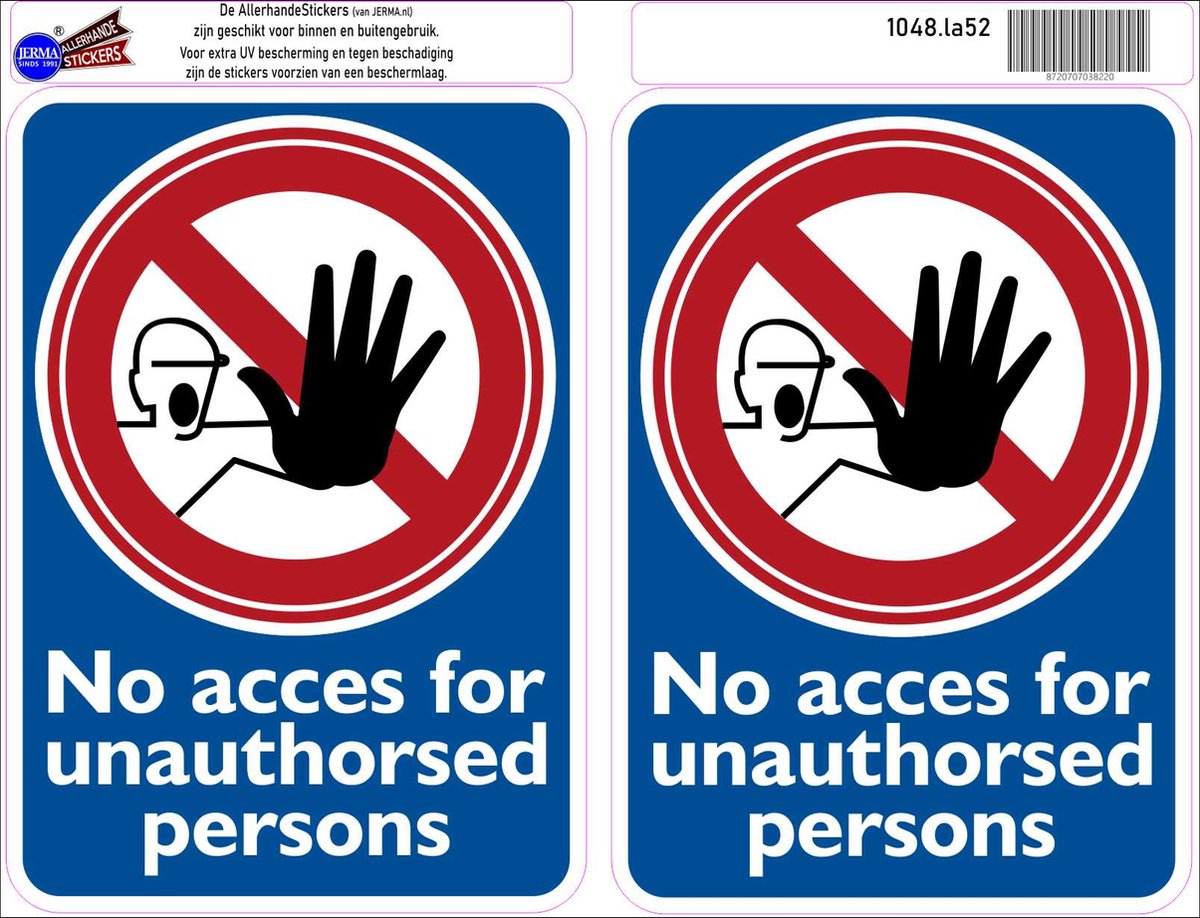 No acces for unauthorized persons decals | bol