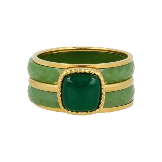 My Bendel - Mooie groene / gouden ringenset - My Bendel - Groene ringen ...