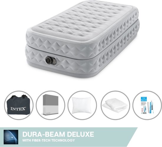 Intex Luchtbed - 1-Persoons - 99 x 191 x 51 cm - Grijs - Inclusief pomp ...