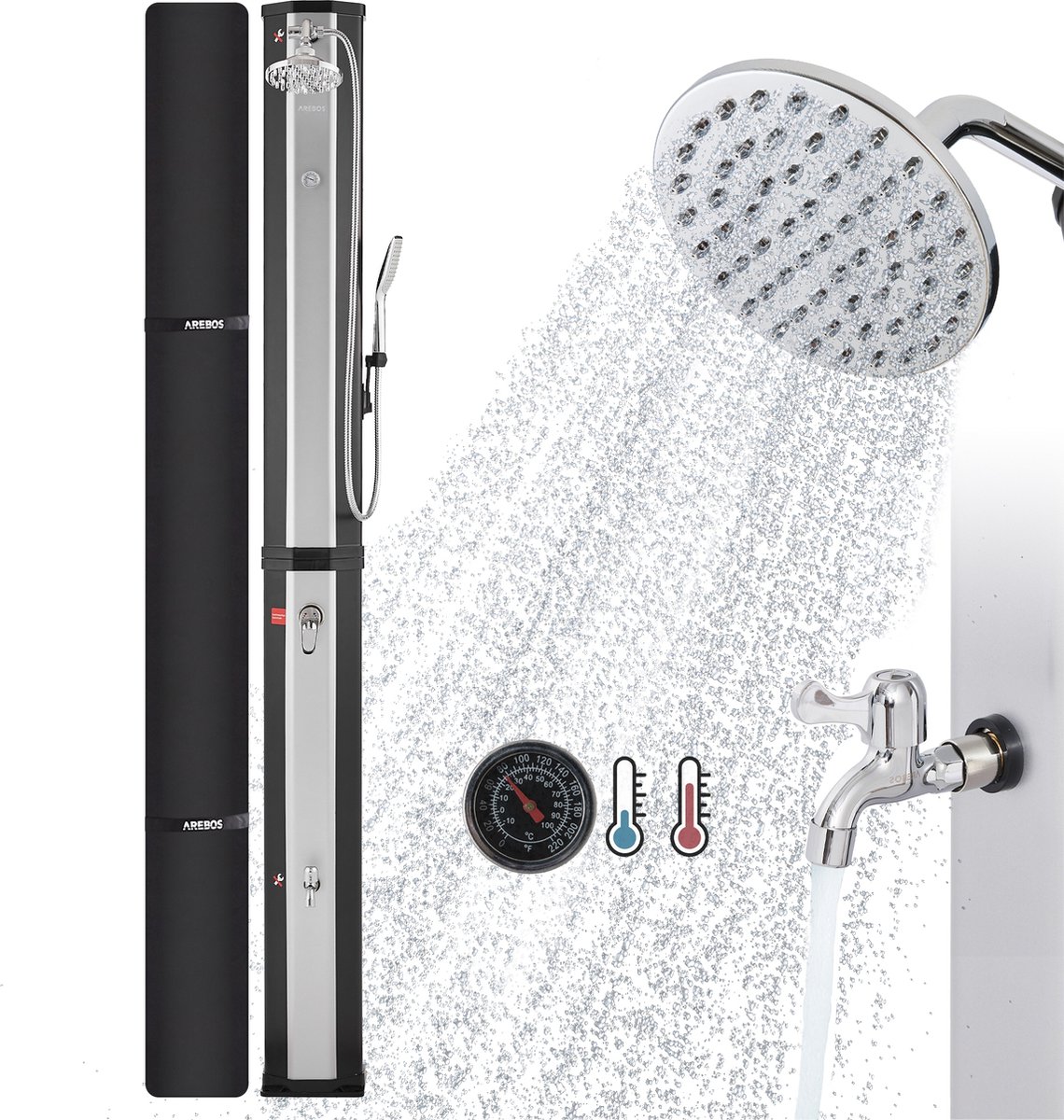 AREBOS Tuindouche 60 L - Solar Douche met thermometer - Buitendouche ...