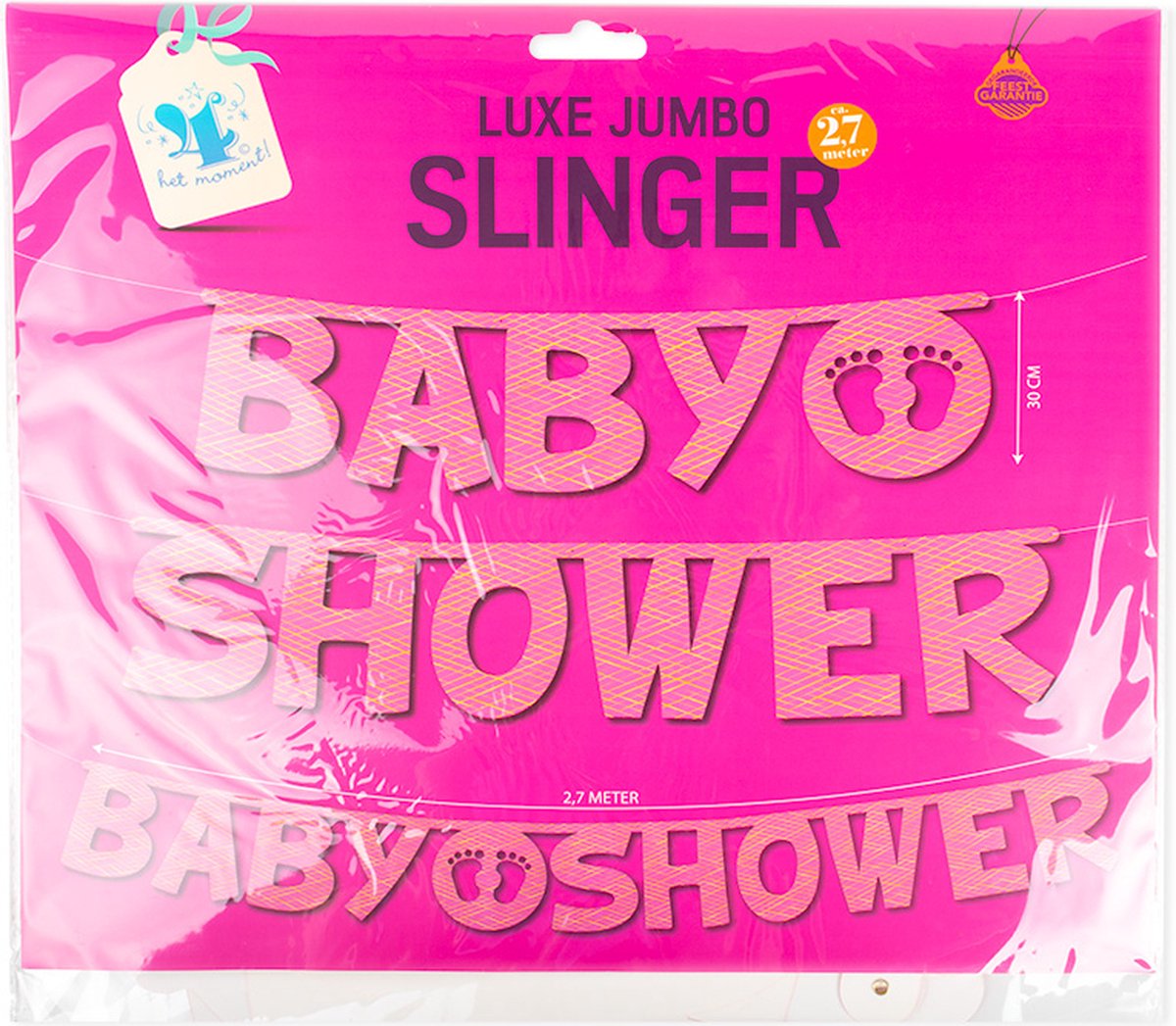 Luxe Jumbo Slinger | Baby shower | roze | ca 2.7 meter lang | ca. 30 cm ...