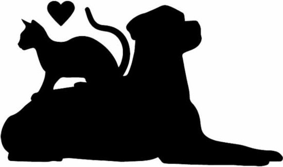 autosticker hond kat muursticker laptopsticker zwart 15x9 | bol