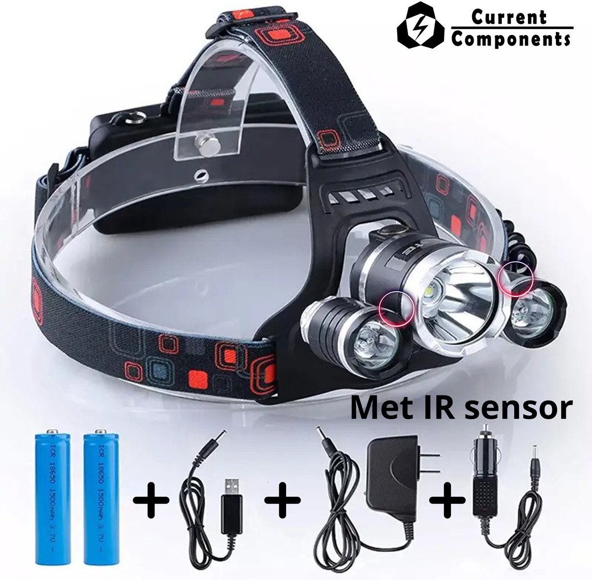 Current Components - Hoofdlamp LED Oplaadbaar - Bewegingssensor - Inclusief Batterijen... | bol