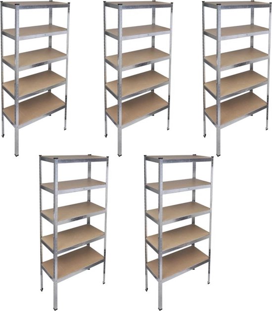 Opbergrekken Garage 5 stuks | 90 x 40 x 180 | Kasten – Opbergen – Staal ...