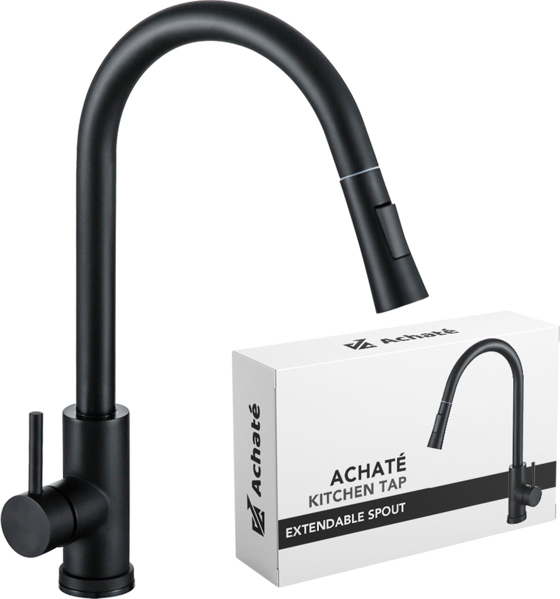 Achaté Keukenkraan met Uittrekbare Uitloop - Keukenkraan Zwart Uittrekbaar -... | bol.com