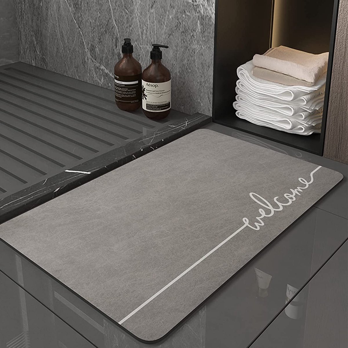 IKUSO superabsorberende vloermat, sneldrogende badmat, wasbaar antislip ...