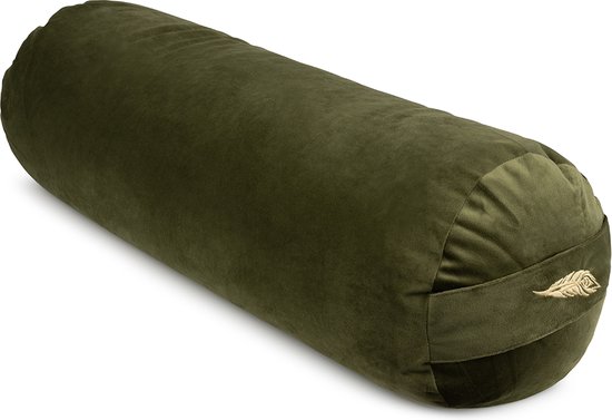 MindBaas - Yoga Bolster - Eco - Groen Velvet - 60 x 20 cm (lengte x diameter) | bol.com
