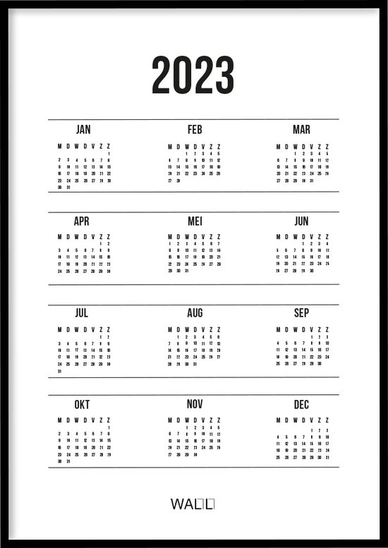 Jaarkalender 2023 Poster - 30x40cm – WALLLL | bol